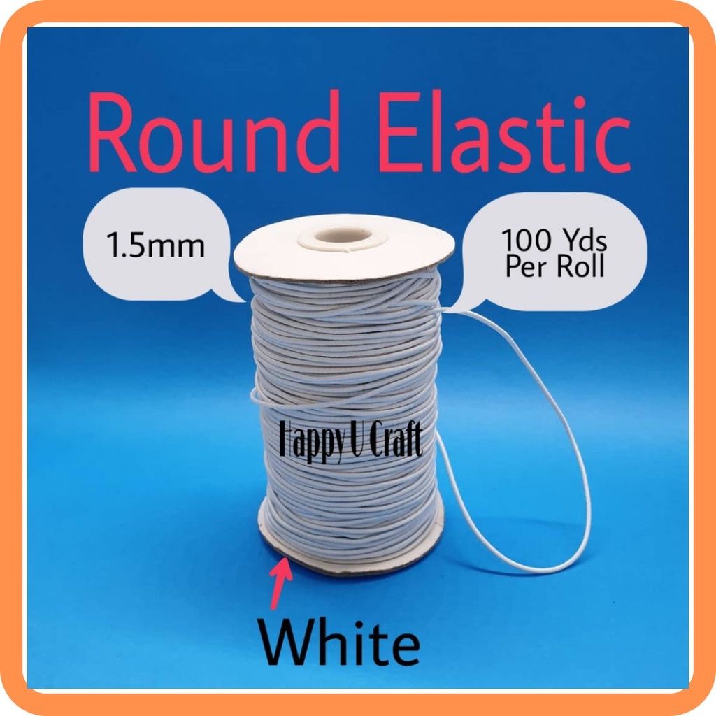 1.5mm Round Elastic Band (White)/1.5mm Getah Bulat (Putih)/Buatan ...