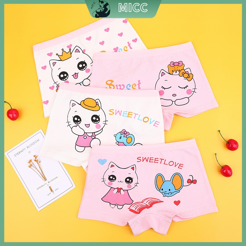 4pcs/box 9-11Y girl babygirl kids underwear cotton safety antibiosis ...