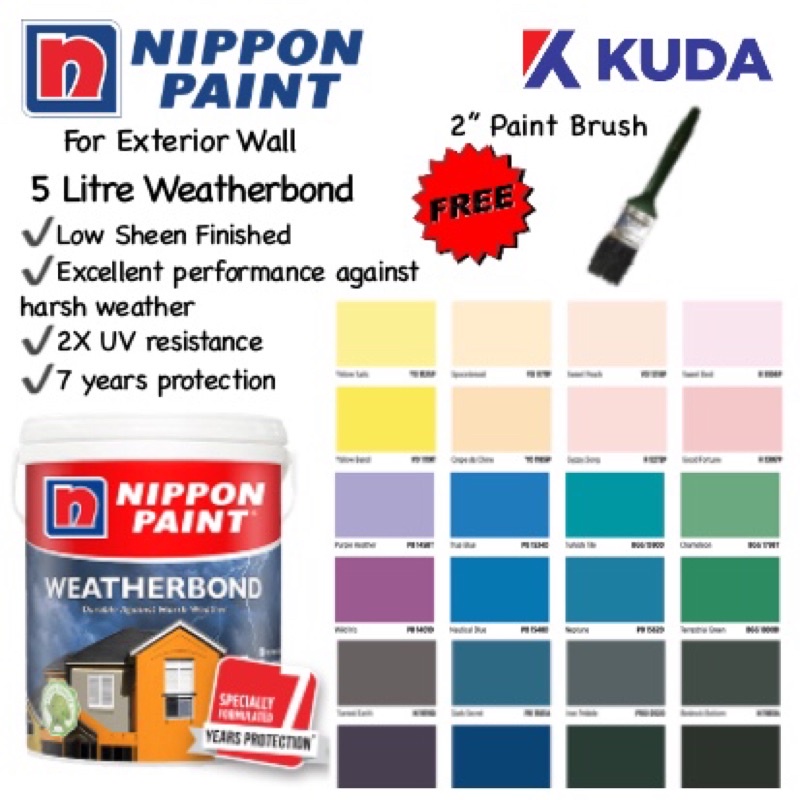 5L NIPPON Weatherbond For Exterior Wall Water-Based Paint | Shopee Malaysia