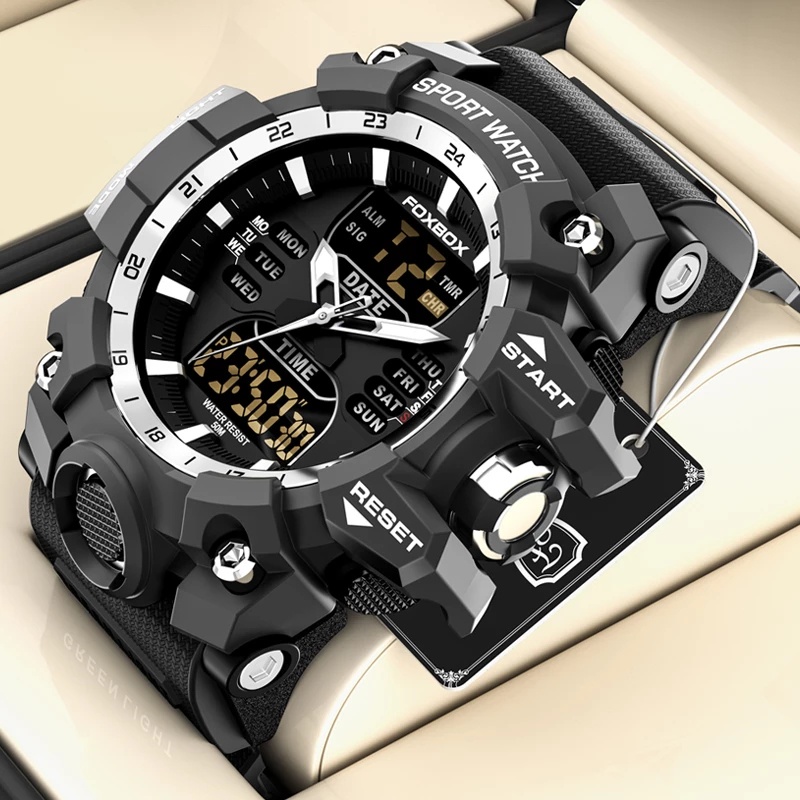 FOXBOX Digital Watch Men Sports Shock Chrono Alarm Date Week Display ...