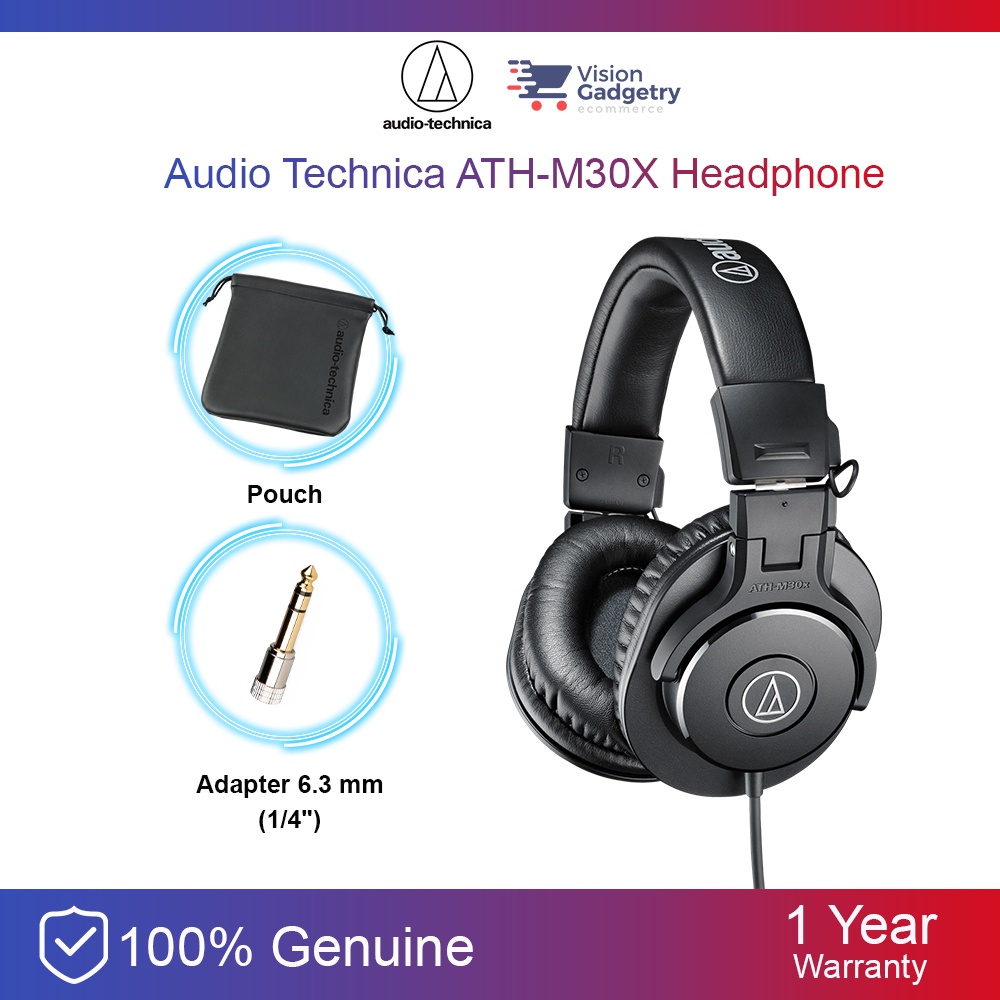 Audio Technica ATH-M30X Professional Studio Monitor Headphones (ATH ...