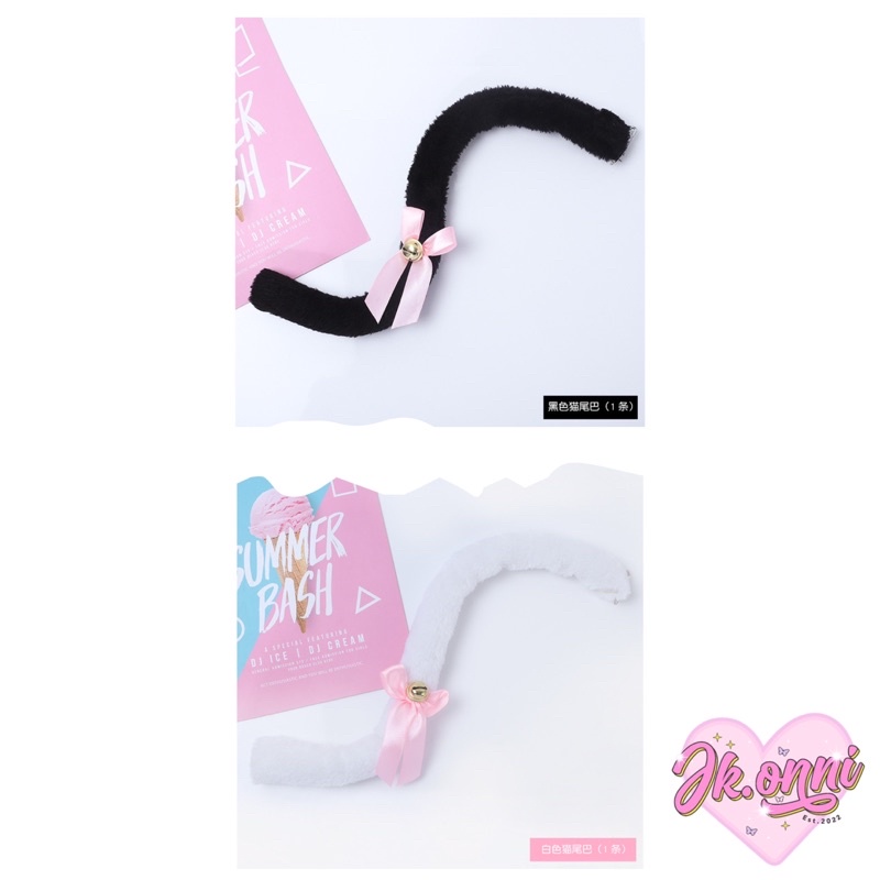 Ribbon bell Cat tail Black cat tail White cat tail Lolita Kawaii ...