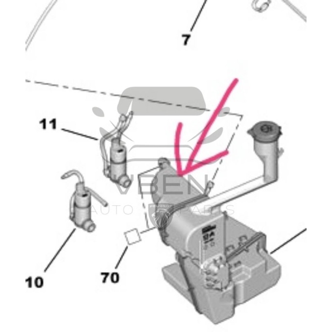 Windscreen Washer Resorvoir Tank With Motor For Peugeot 508 - Genuine ...
