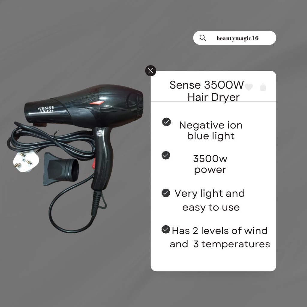 Sense Hair Dryer 3500W Lightweight and windy Buy now for only RM35 ...
