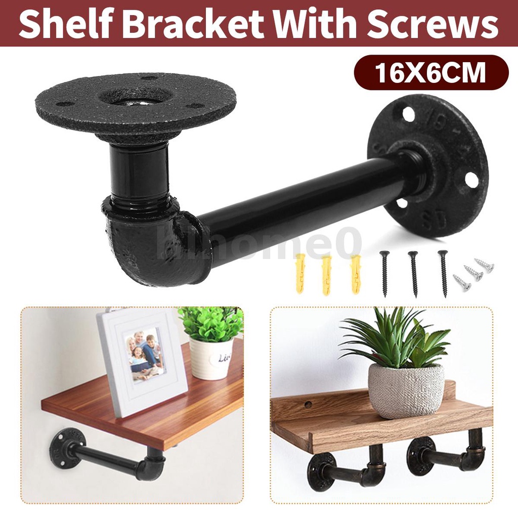 Iron Steampunk Industrial Steel Pipe Wall Mount Shelf Bracket Holder ...