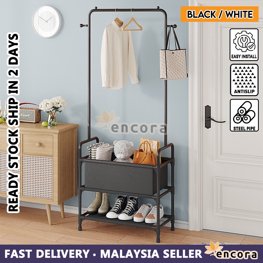 Encora Multipurpose Clothes Hanging Rack 多用途衣架 寝室衣帽架 置物架 Rak Baju Rak ...