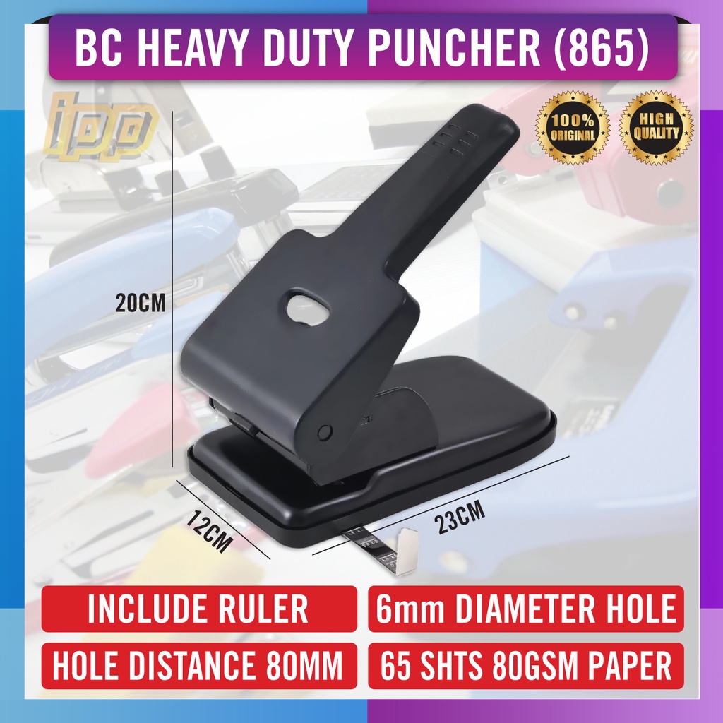 BC Heavy Duty 2 Hole Puncher 65pages/80g Capacity / Adjustable Ruler, Office Puncher - Ready ...