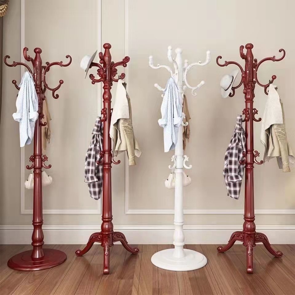 European-Style Solid Wood Coat and Hat Rack Floor Bedroom Hanger Home ...