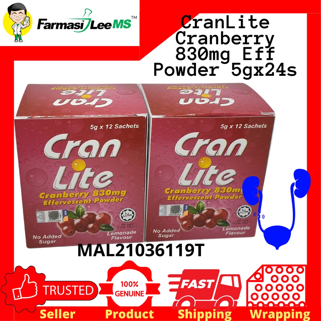 CranLite Cranberry 830mg Effervescent Powder 5g sachets 12sachets/ 24 sachets (Exp 01/2026 ...