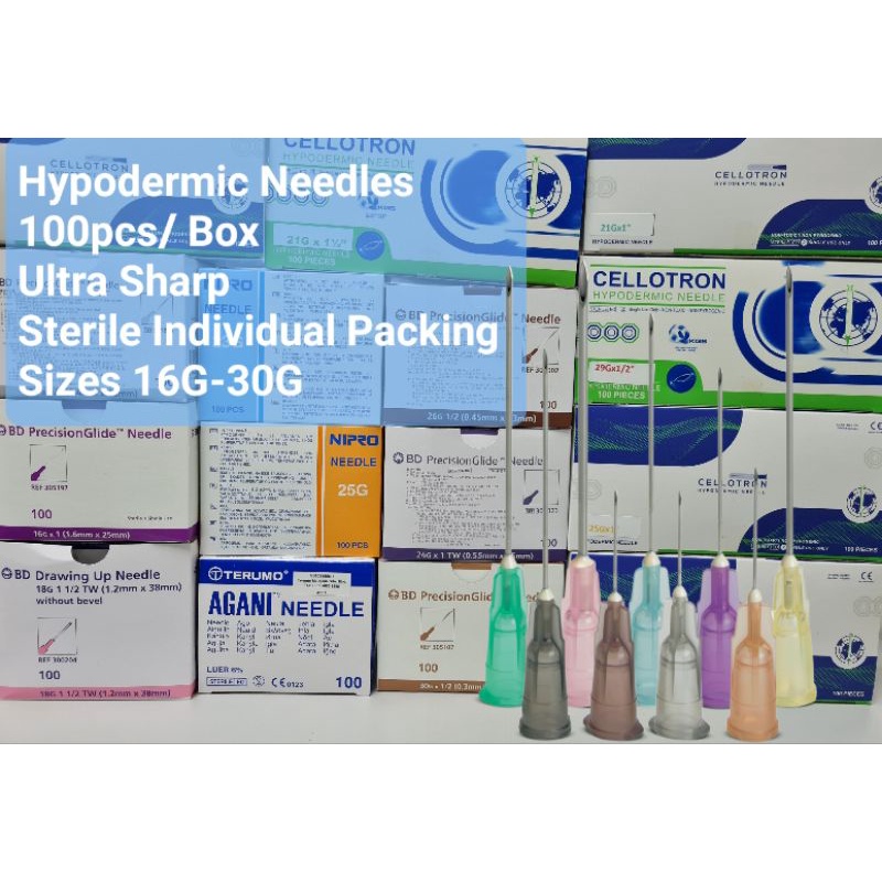 BOX 100S HYPODERMIC NEEDLES JARUM 16G/18G/19G/20G/21G/22G/23G/24G/25G/26G/27G/29G/30G | Shopee ...