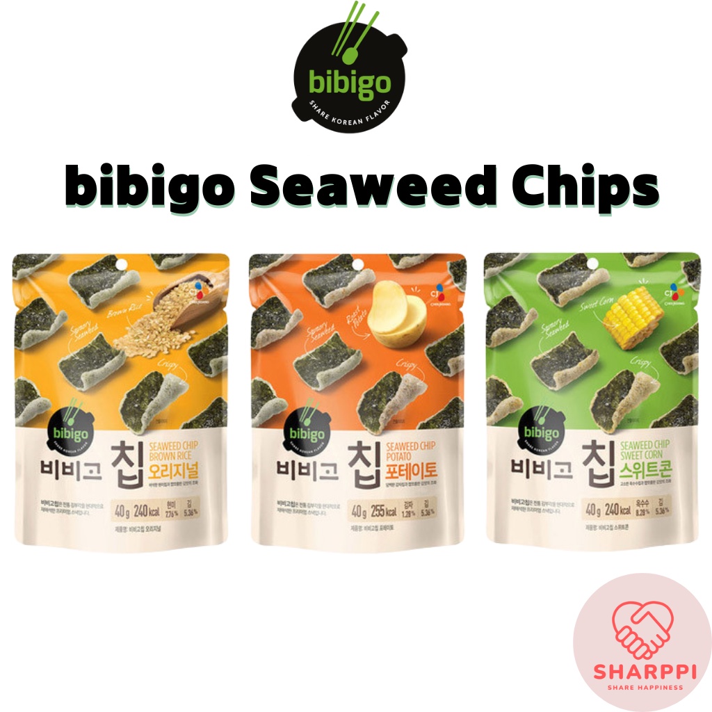 Bibigo Seaweed Chips 40g Low Calorie Korean Snacks /Original Brown rice ...