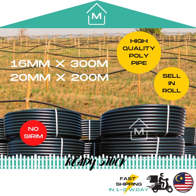 [ROLL] [16/20MM] High Quality Poly Pipe No Sirim Irrigation System ...