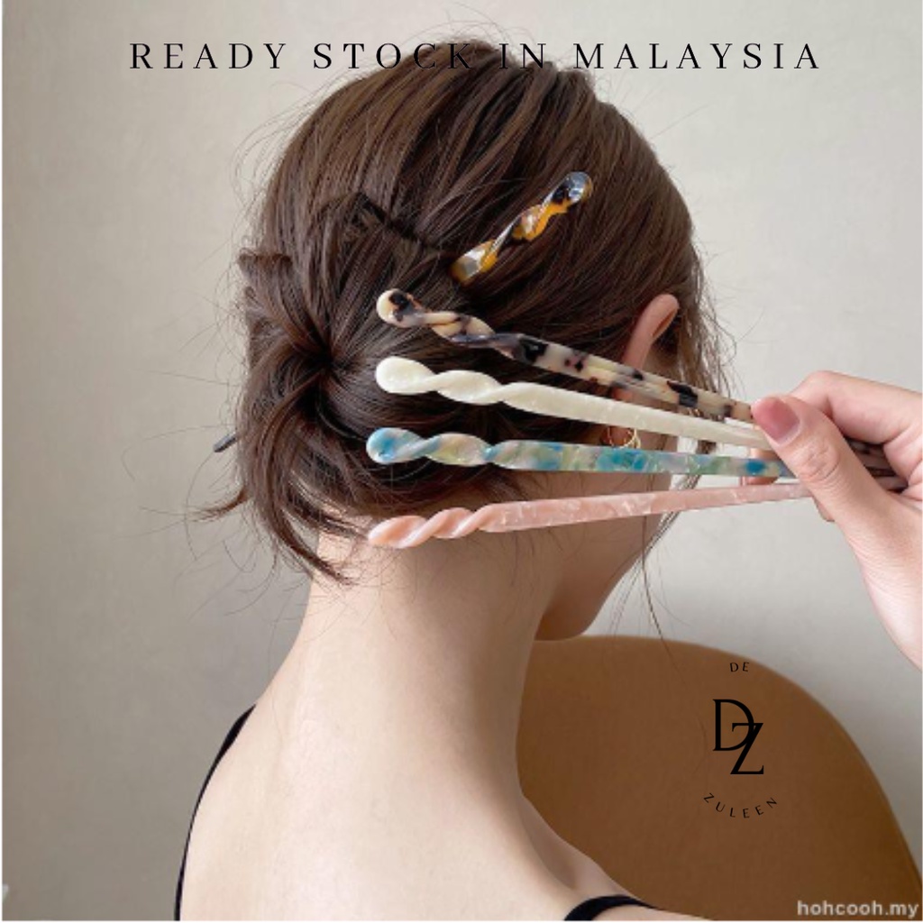 【READY STOCK】Acetate Hairpin Simple Modern Retro Hanfu Headdress Hair ...