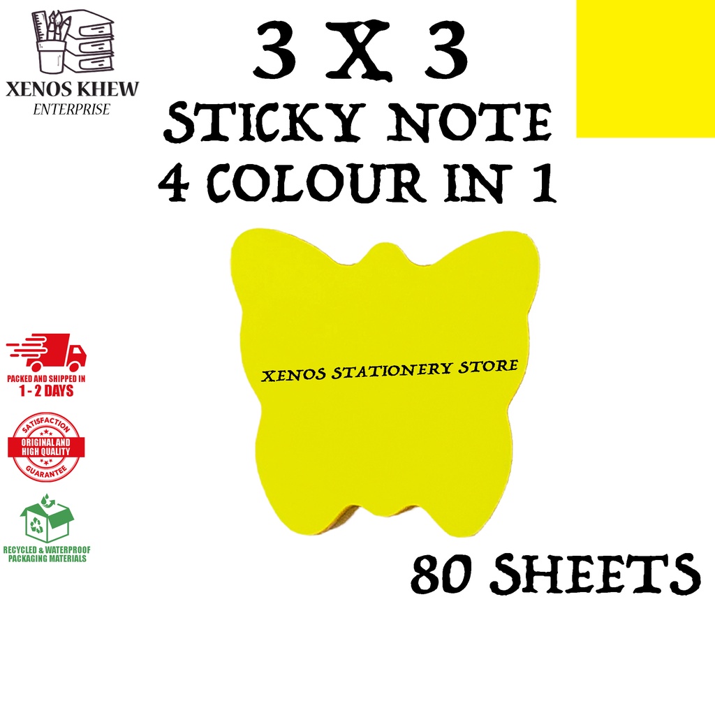 STICKY NOTE 3" X 3" (VARIOUS SHAPE / 4 COLOUR) (READY STOCK) | Shopee ...