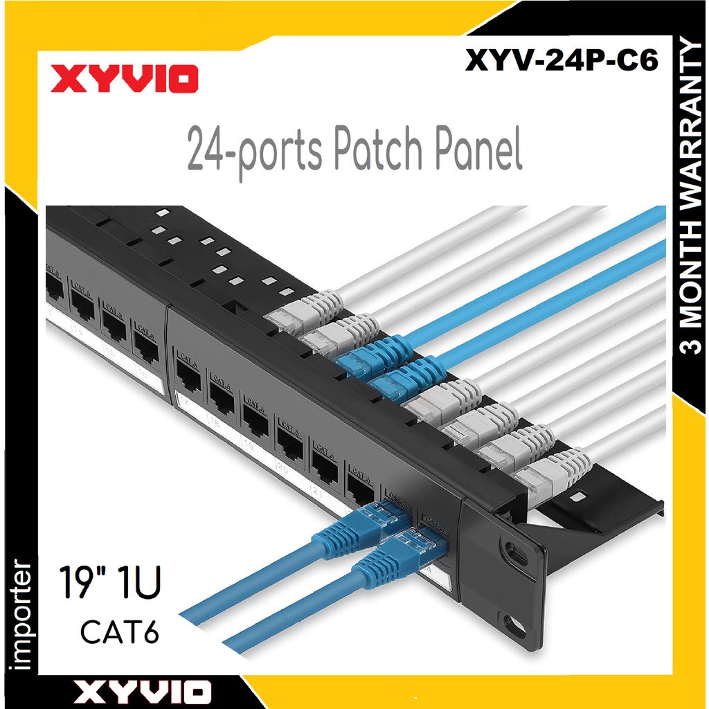 XYVIO 1U Patch Panel 24 port / 48 port Cat6 ABS Plastic / Metal ...