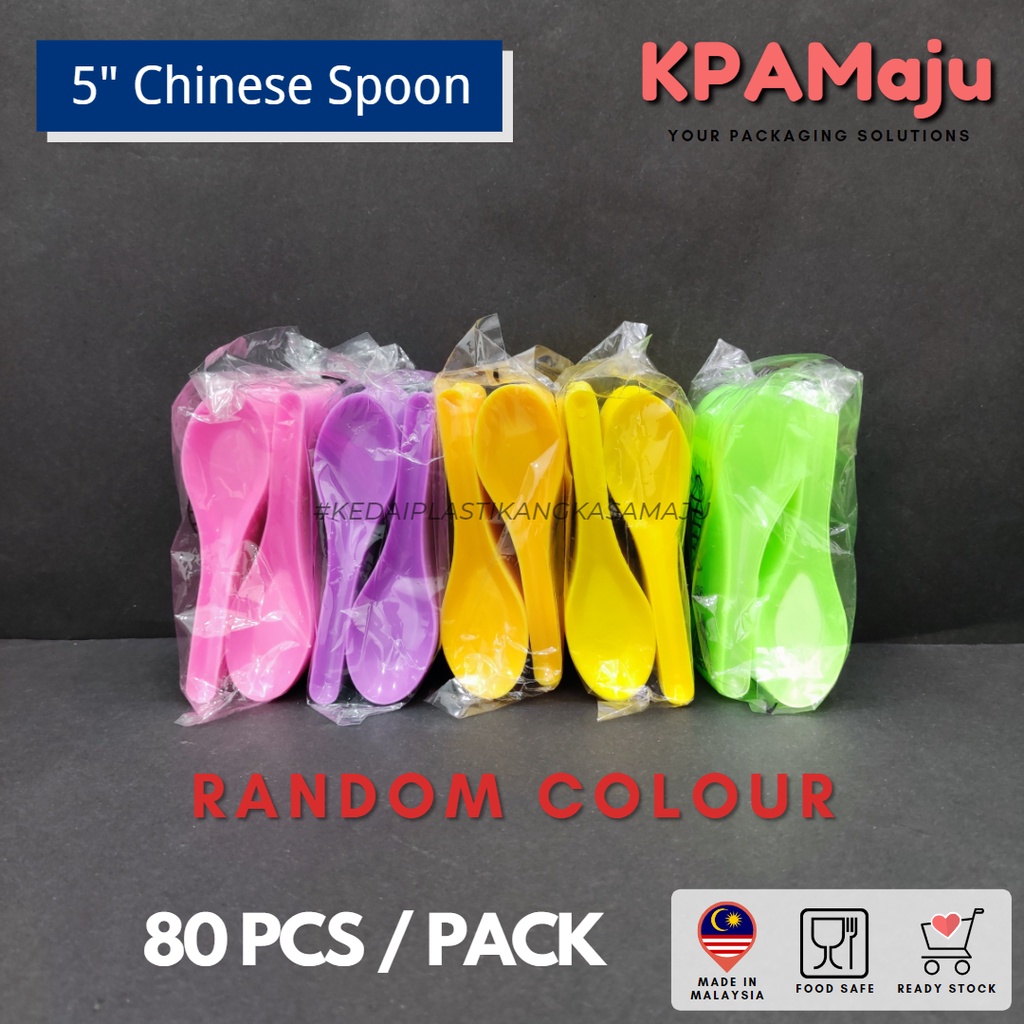 [80pcs] 5" Disposable Plastic Chinese Spoon - Sudu Plastik, Party Spoon ...