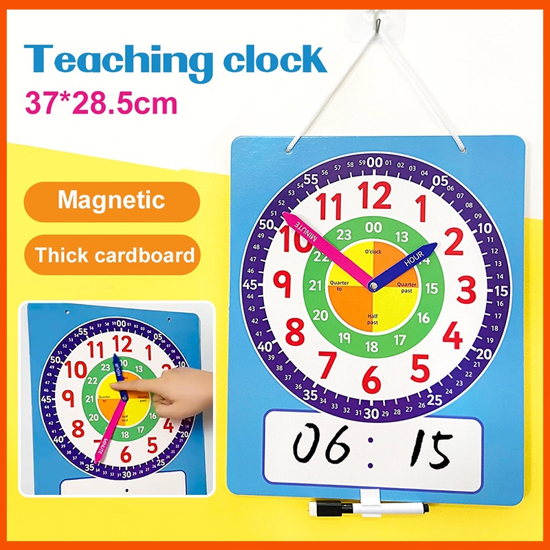 Kids Montessori Learning Clock Toy Write & Wipe Demonstration Clocks ...
