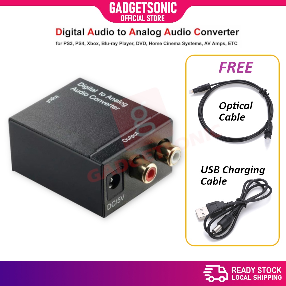 Optical Toslink Coaxial SPDIF Digital To Analog DAC Coax RCA Audio ...