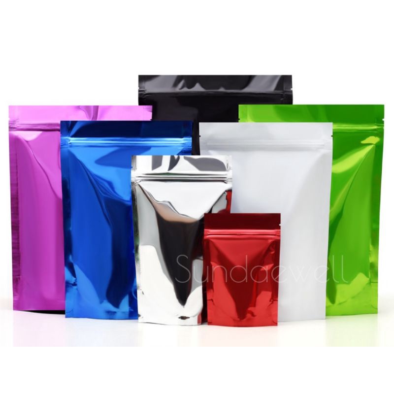 Aluminium Zip-lock Stand Up Gloss Black Kilat Berdiri Bag Packaging ...