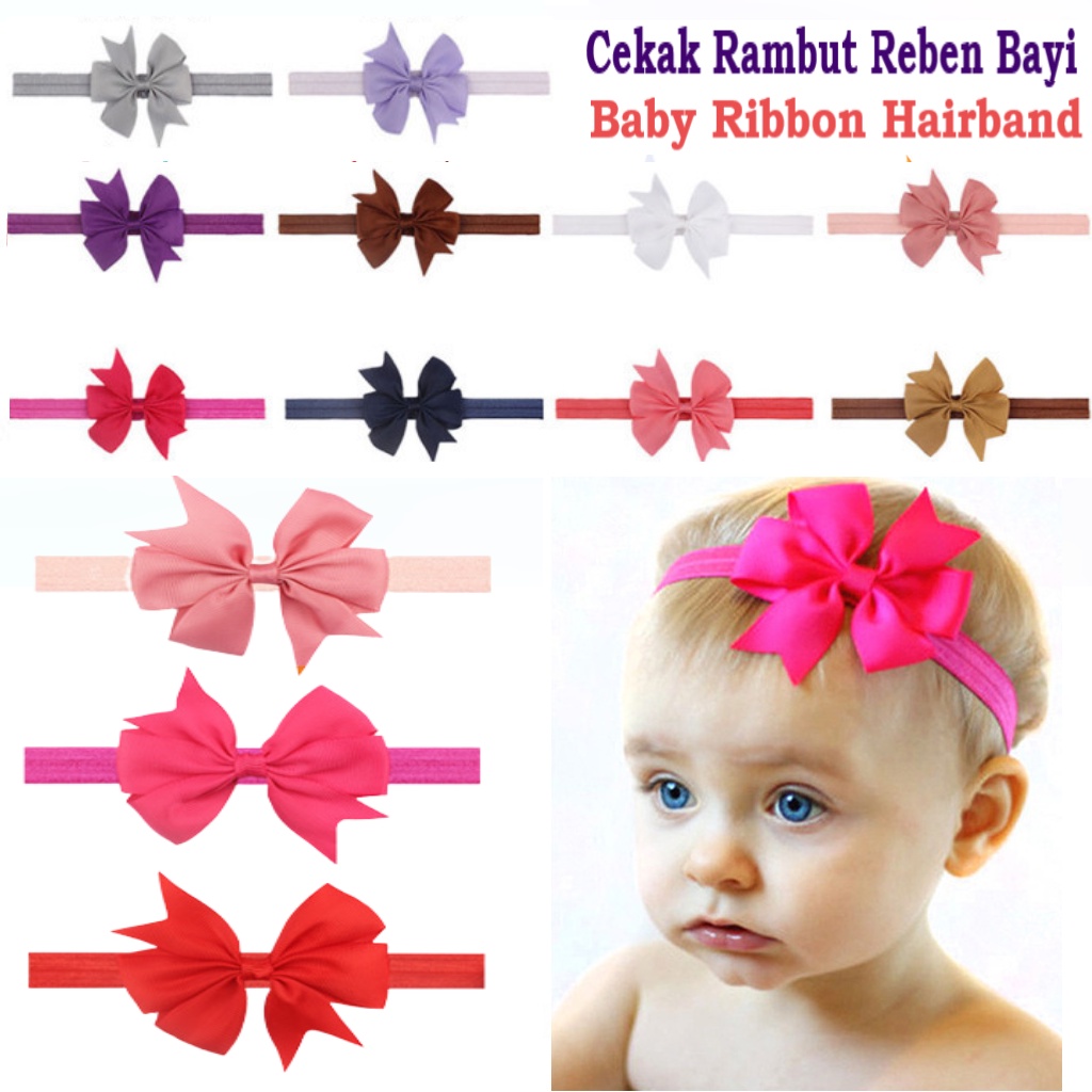 Newborn Baby Hairbands Cekak Rambut Reben Bayi Baru Lahir Ribbon Ikat ...
