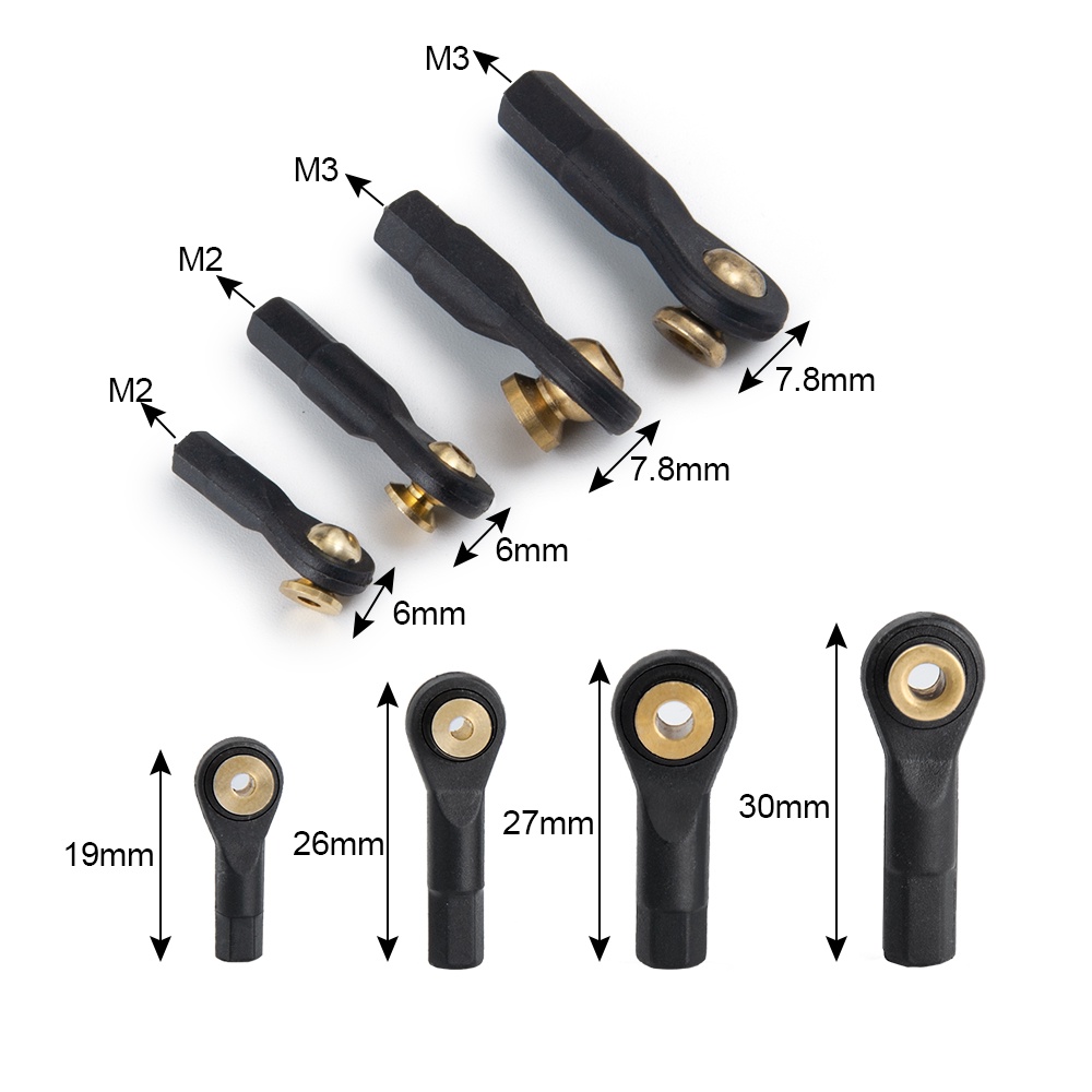 10Pcs Plastic Ball Joint M2 M3 Linkage Pull Rod Tie Rod End Ball Head CW Thread for RC Airplane ...