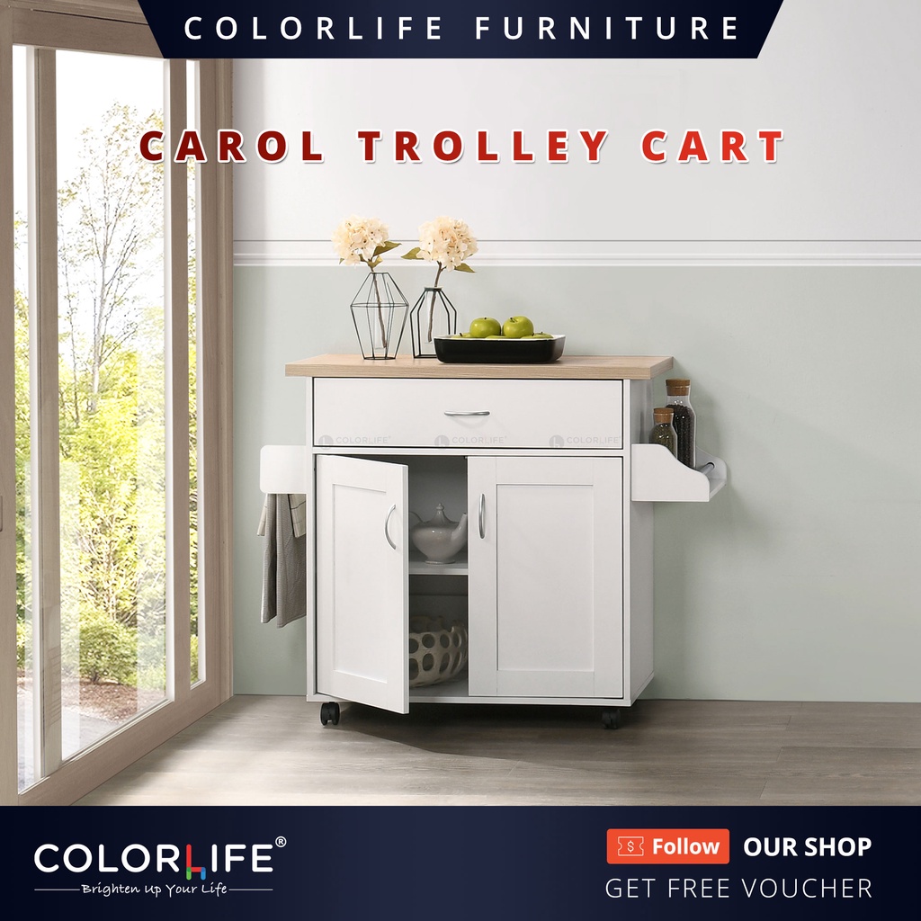 Color Life Carol Kitchen Trolley Cart / Wine Storage Trolley & Kitchen ...