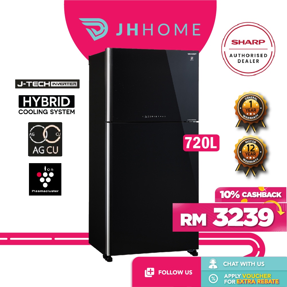 Sharp 720L Glass Door Inverter Pelican Refrigerator SJP882MFGK ...