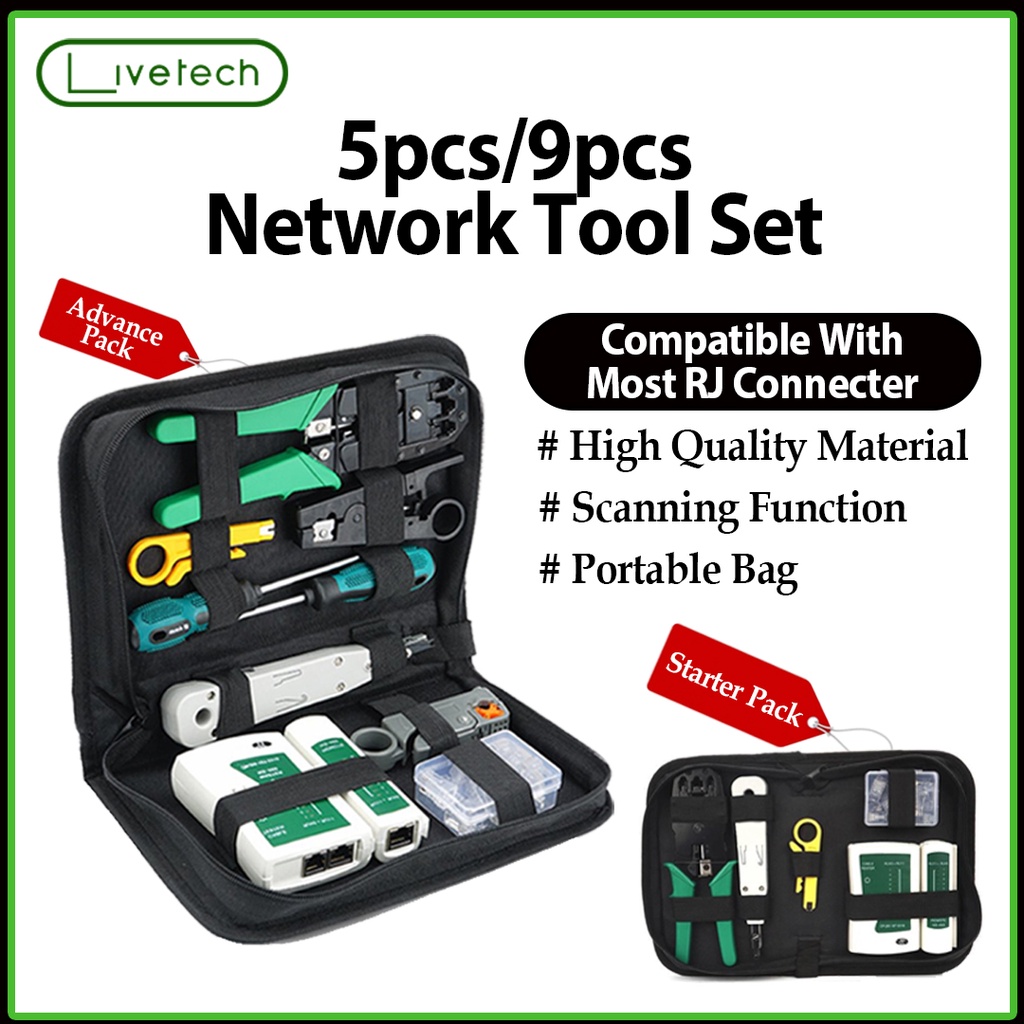 LiveTech 9pcs/5pcs Network Tester Repair Tool Kits Lan Tester RJ45 ...