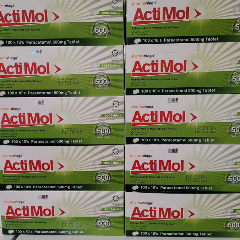 Actimol 500mg Tablets (100x10's) x 1 BOX | Shopee Malaysia
