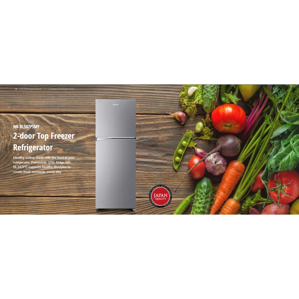 PANASONIC 325L 2-Door Refrigerator NR-BL342PSMY- Wide Fresh Case & Ag ...