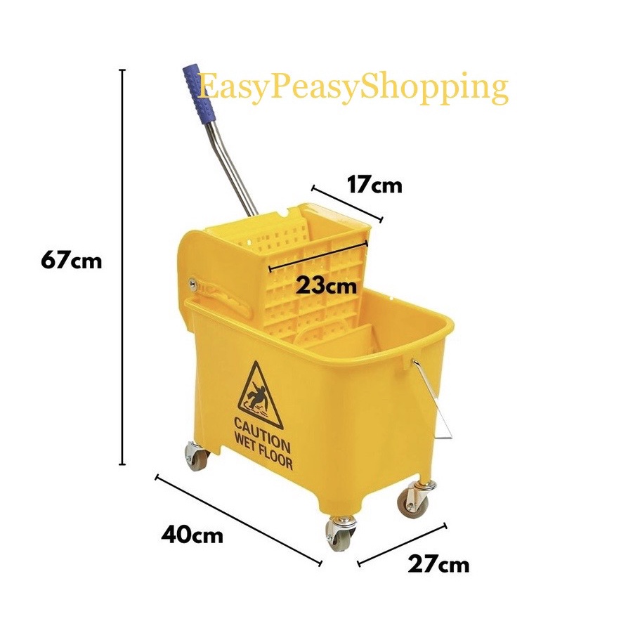 Mop Cart Bucket c/w Wheel Castor 20L/Troli Baldi Perah /Tong Mop Beroda ...