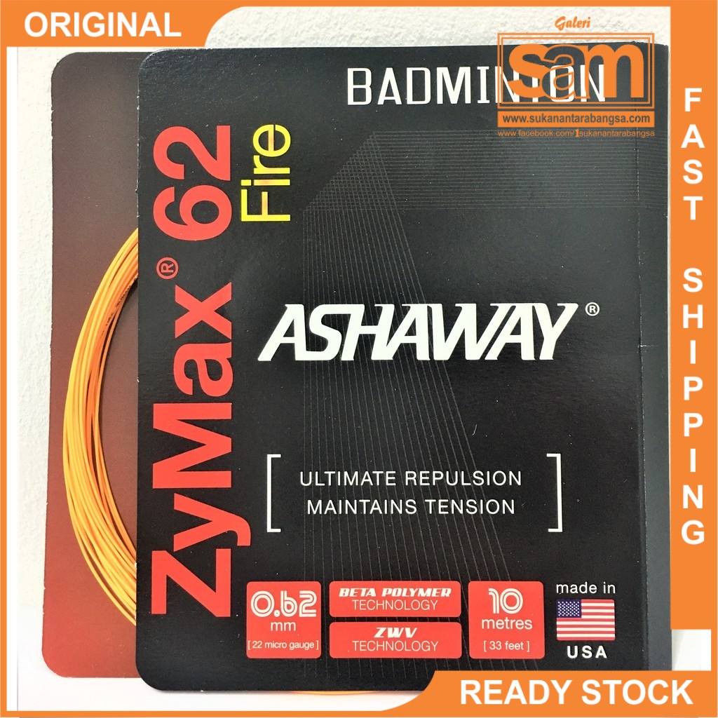 Tali Badminton Ashaway Zymax 62 Fire Badminton String Original | Shopee ...