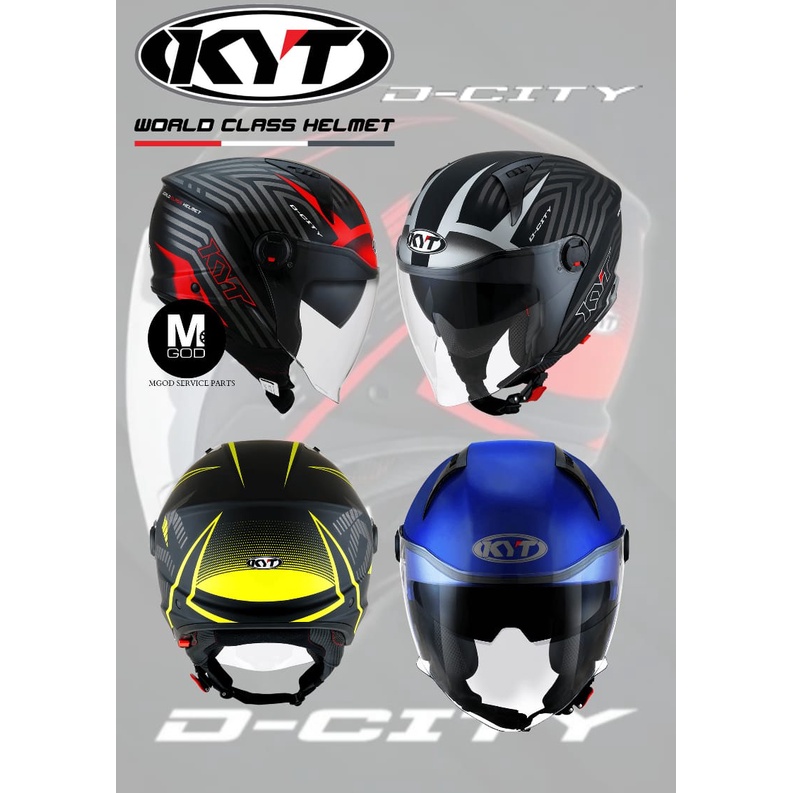 KYT D-CITY DCITY D CITY KYT HELMET OPEN FACE DOUBLE VISOR HELMET 100% ...