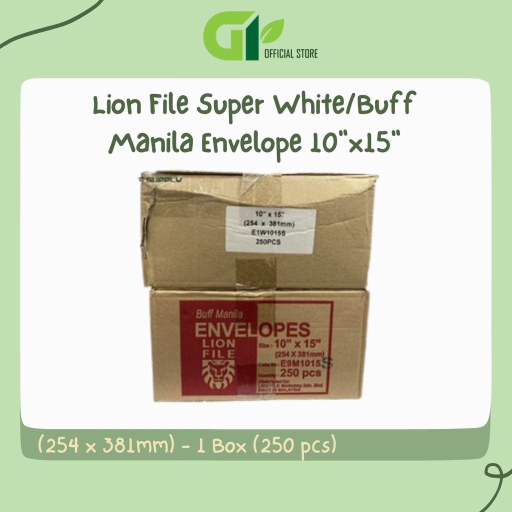 [GY Office] Lion File Super White/Buff Manila Envelope 10"x15" (254 x ...