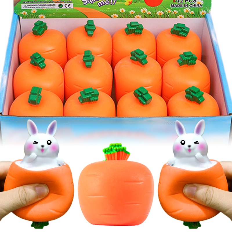 Pop Up Funny Rabbit And Carrot Block Squeeze Anti-stress Toy Hide And ...