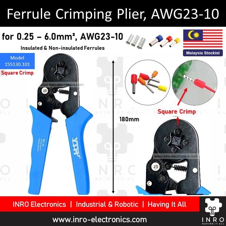 Ferrule Crimper Plier, 0.25-6mm2, 0.25-10mm2, 4-16mm2 Tubular Terminal ...
