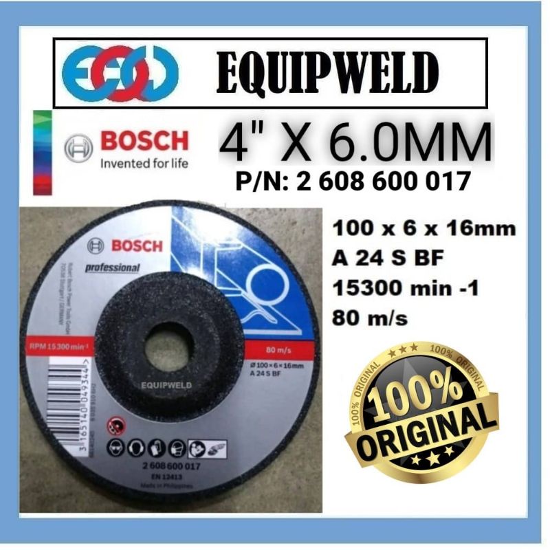 BOSCH 4 X 6.0MM GRINDING DISC / GOSOK BESI / GRINDING WHEEL (100MM x ...