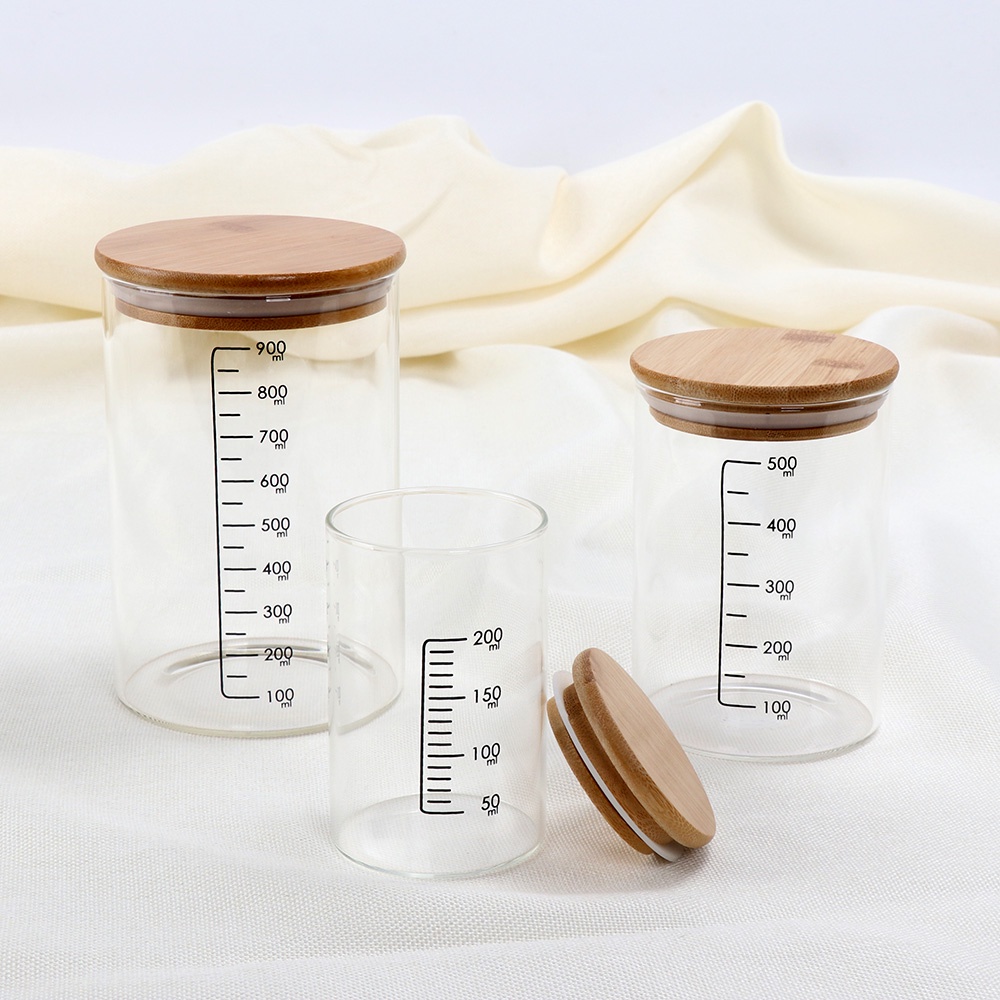 Sourdough Starter Jar with Scale and Bamboo Lid Silicone Spatula ...