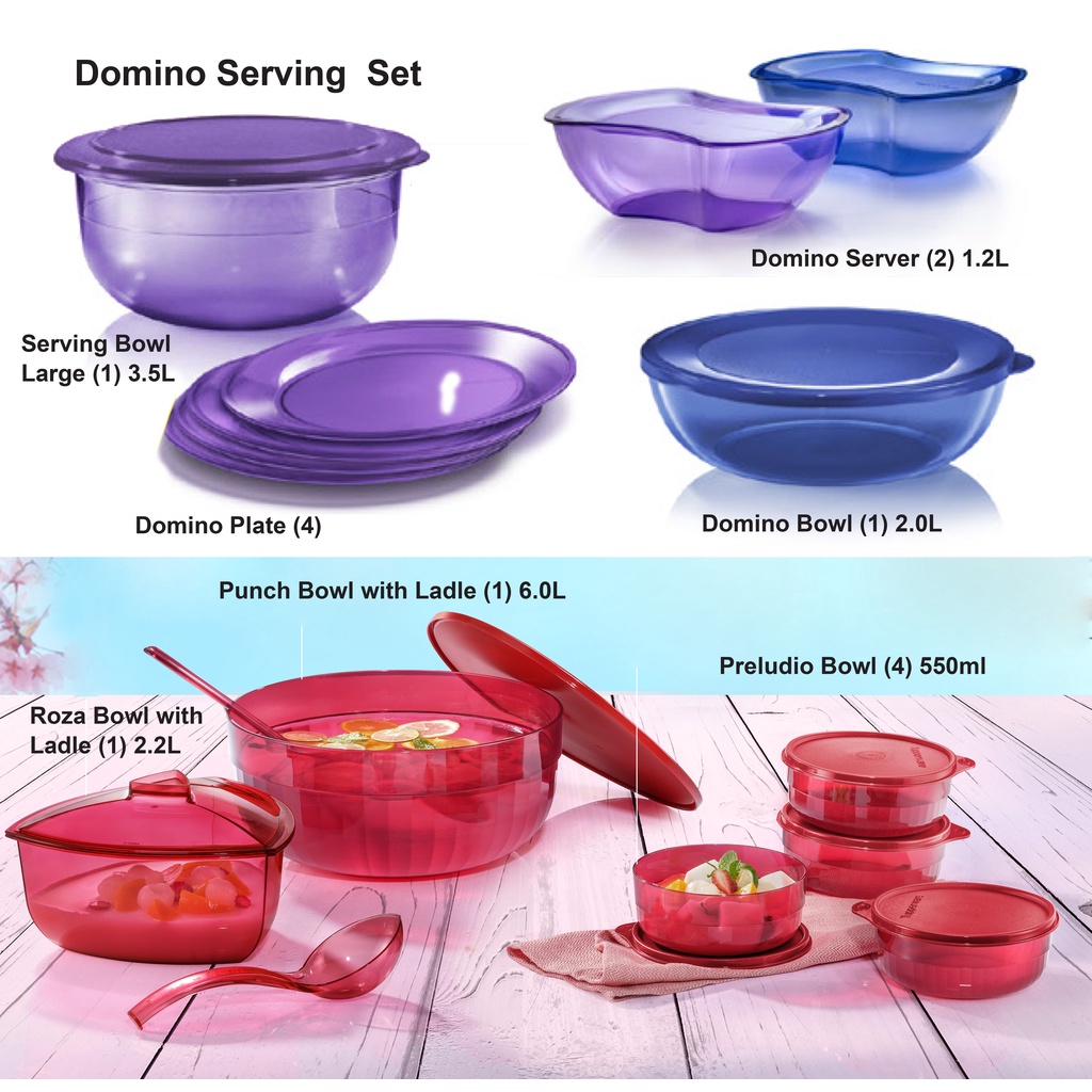 Tupperware Roza Bowl with Ladle (1)2.2L / Domino Serving Set / Preludio ...