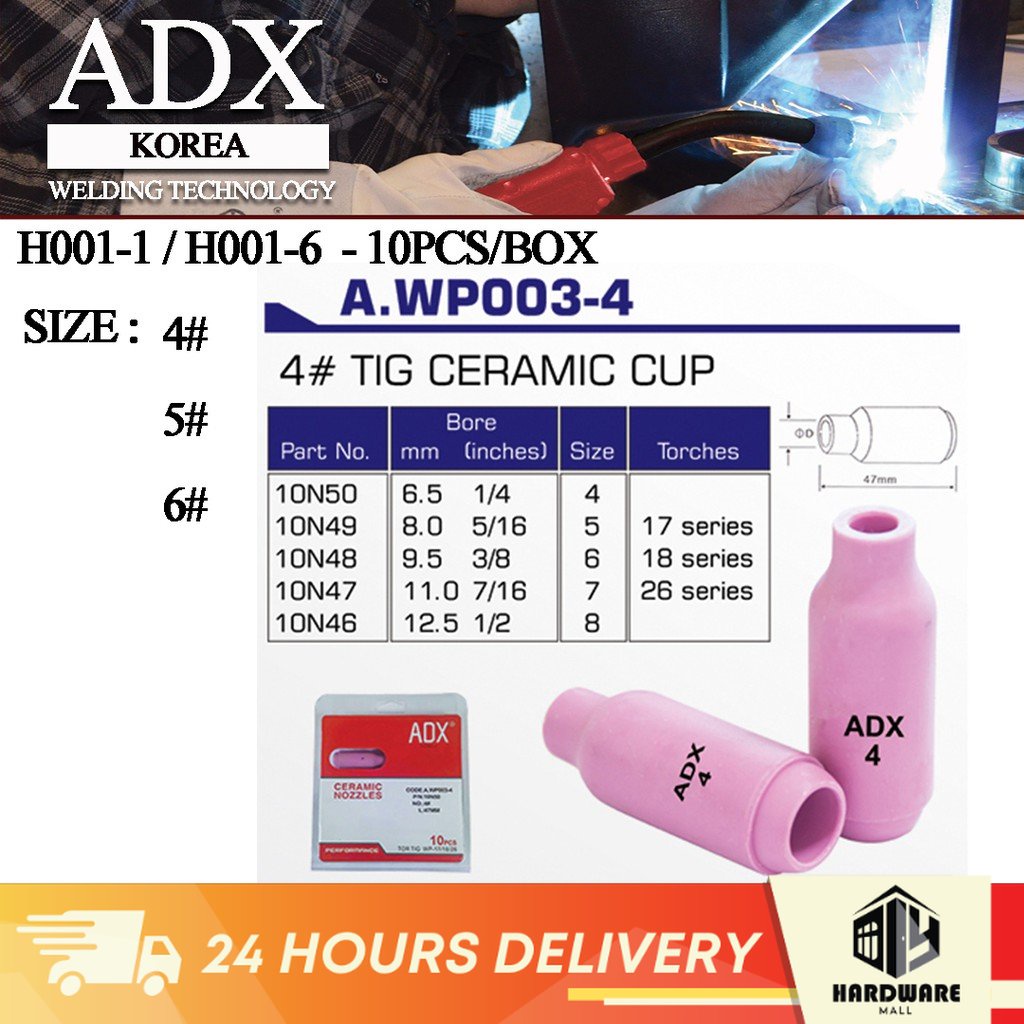 ADX TIG Torch Ceramic Nozzle 4# 5# 6# MIG MAG Gas Welding Gun Contact ...