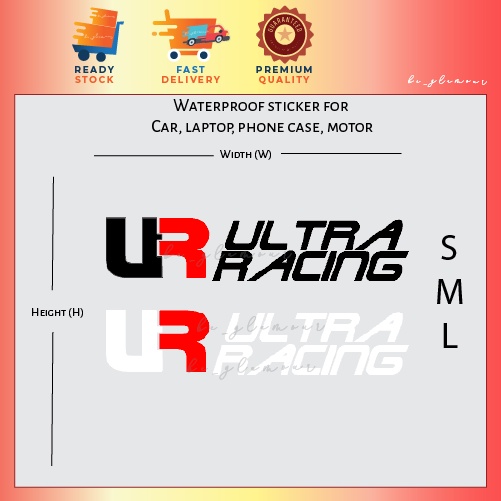 Ultra Racing logo Sticker Reflective UR ultraracing Stiker Kereta ...