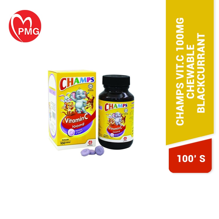 [PMG PHARMACY] Champs Vit. C 100mg Chewable Blackcurrant Flavor Tab 100's - vitamins, suitable ...