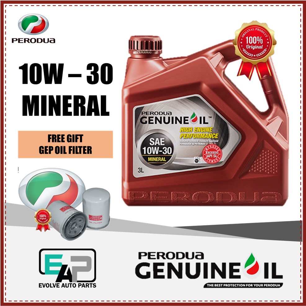 PERODUA GENUINE OIL 3 Liter 10W-30 Mineral Engine Oil | Shopee Malaysia