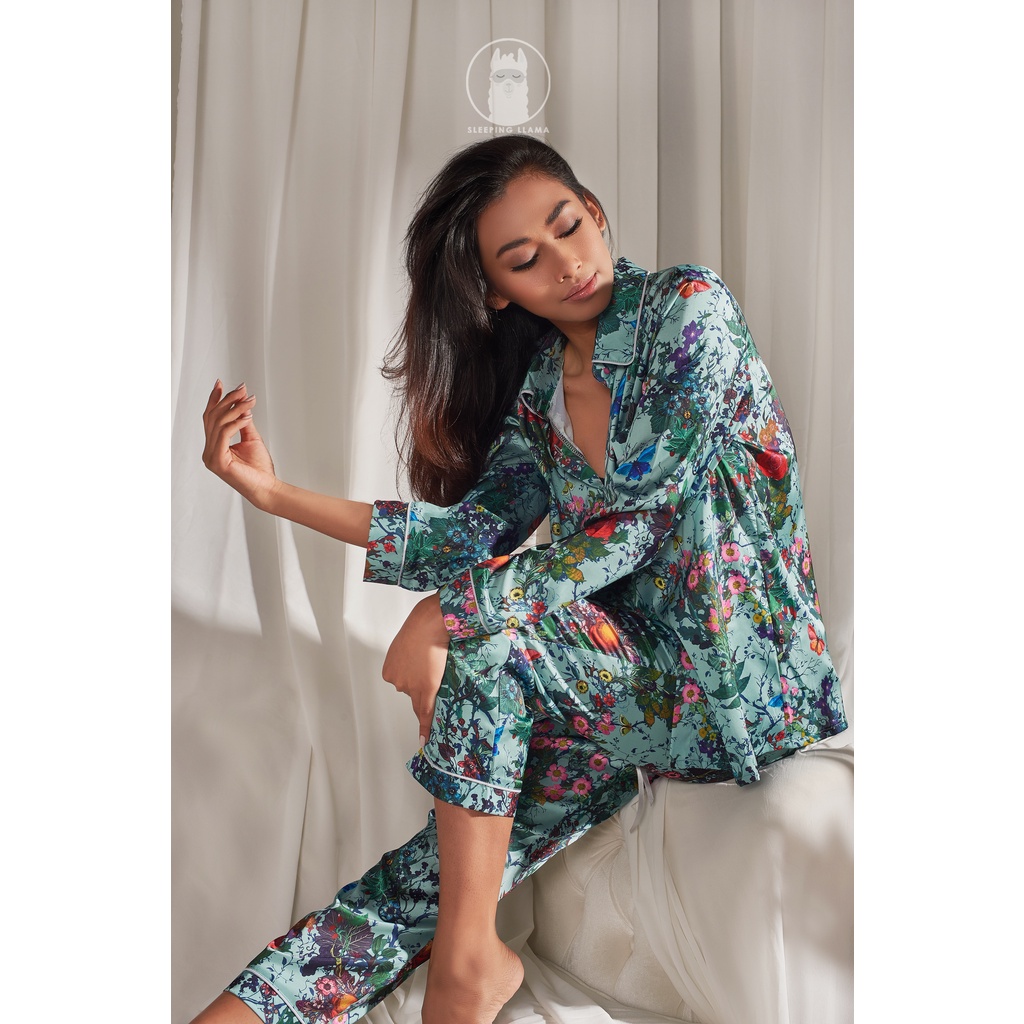SAPPHIRE (Imprint Silk pajamas) | Shopee Malaysia