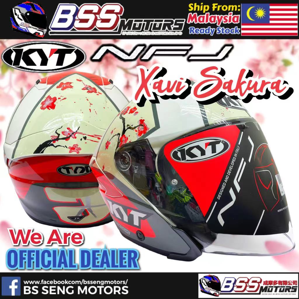 KYT NFJ Helmet Xavi Sakura X Series 100% ORIGINAL Double Visor NF-JET ...