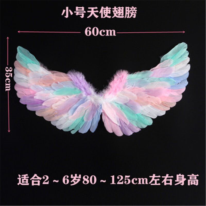 Rainbow Color Feather Fairy Angel Wings Kids Costume(FOC 5PCS KIDS MASK ...