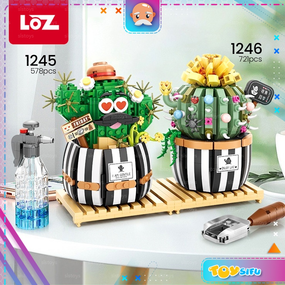 LOZ IDEAS Mini Block 1245 / 1246 Round Cactus Series Cute Character Deco Decoration Building ...