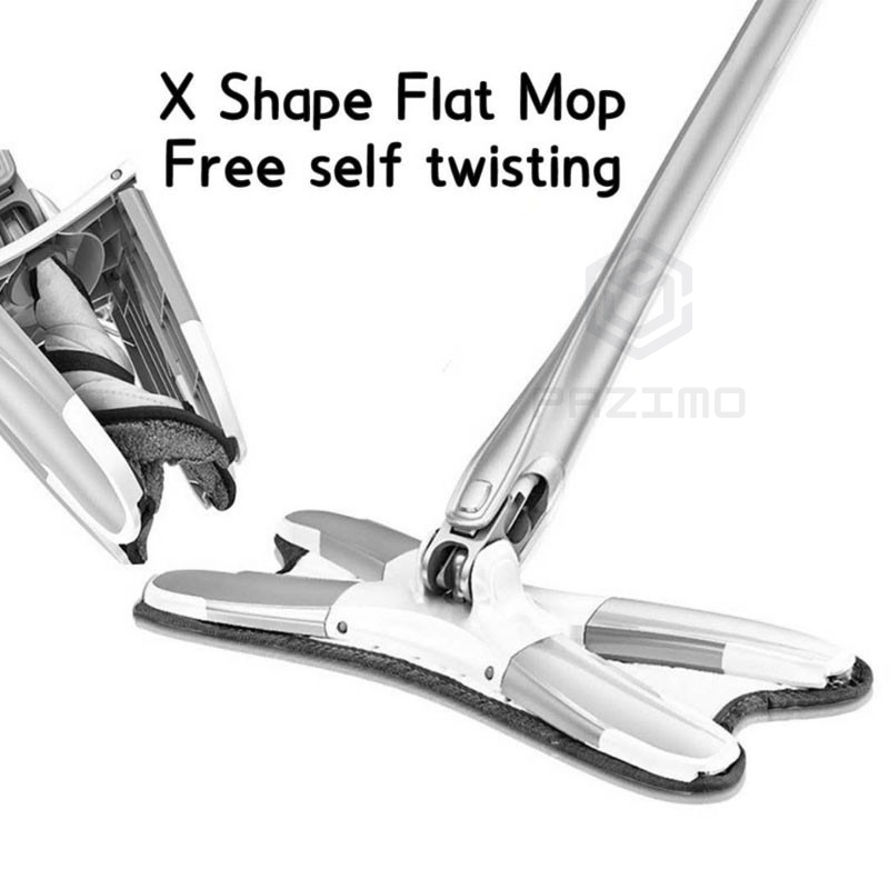 X Shape Hand Free Lazy Mop Hand Free Self-Twisting Flat Mop with ...
