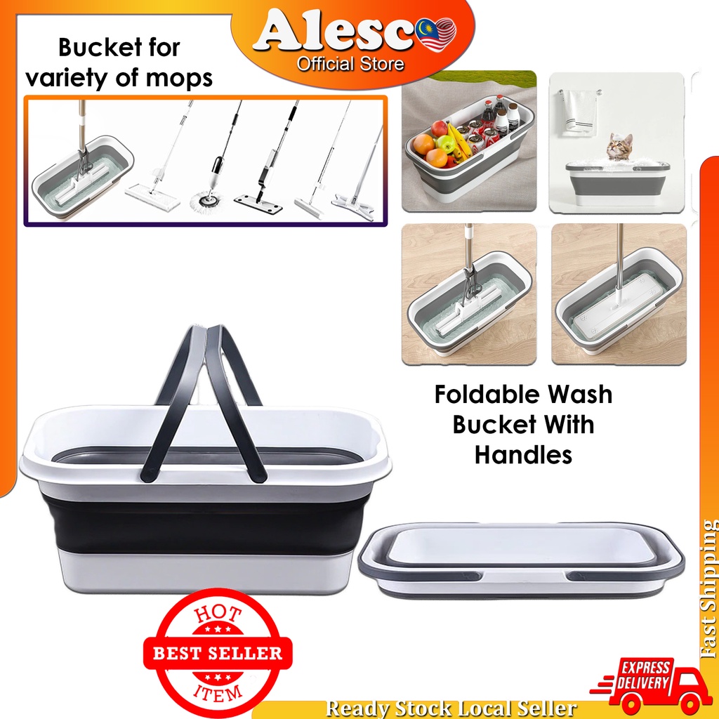 Alescomall Foldable Mop Bucket Hand Carry Car Wash Pail Fishing ...