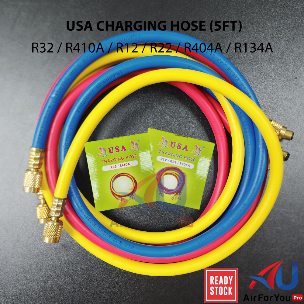 USA Refrigerant Charging Hose (R410A / R32 / R12 / R22 / R404A / R134A) 5ft/60" | Shopee Malaysia